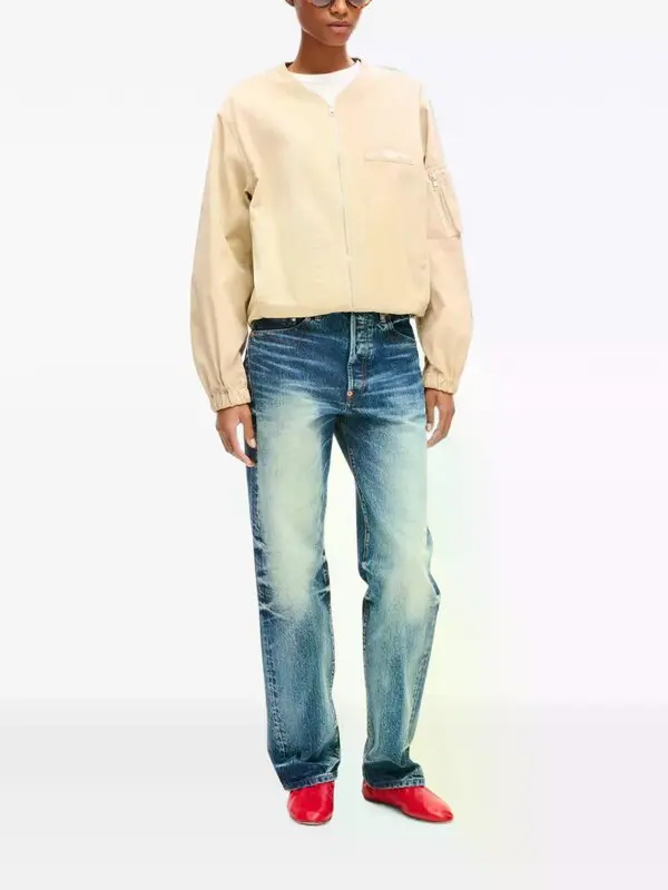 Kenzo Paris Emblem Collarless Bomber Jacket - Neutrals