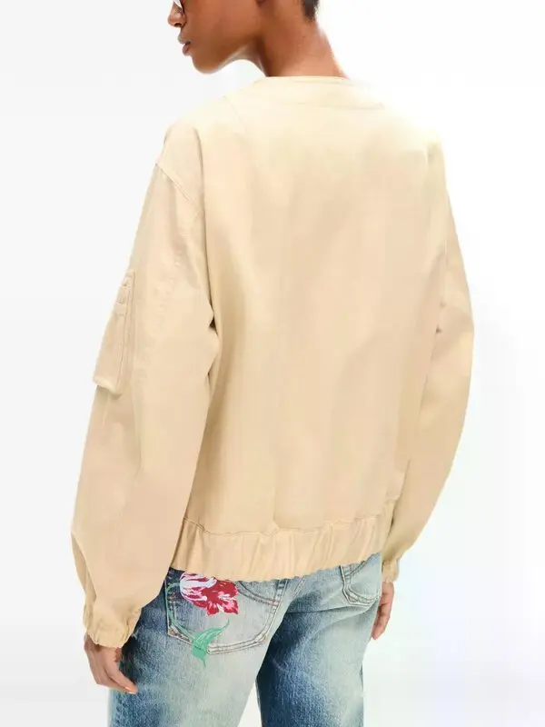 Kenzo Paris Emblem Collarless Bomber Jacket - Neutrals