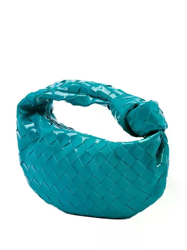 Bottega Veneta Mini Patent Intrecciato Jodie Hobo Bag - Blue