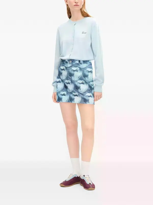 Kenzo Apple Pop Printed Straight Mini Denim Skirt