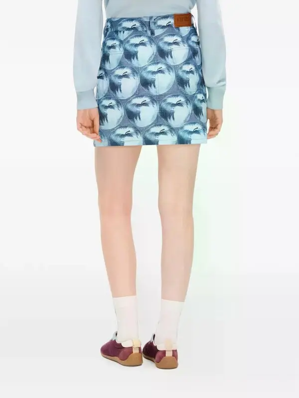 Kenzo Apple Pop Printed Straight Mini Denim Skirt