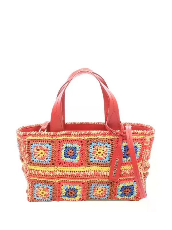 Miu Miu 2010-2026 Raffia Crochet Patchwork Satchel