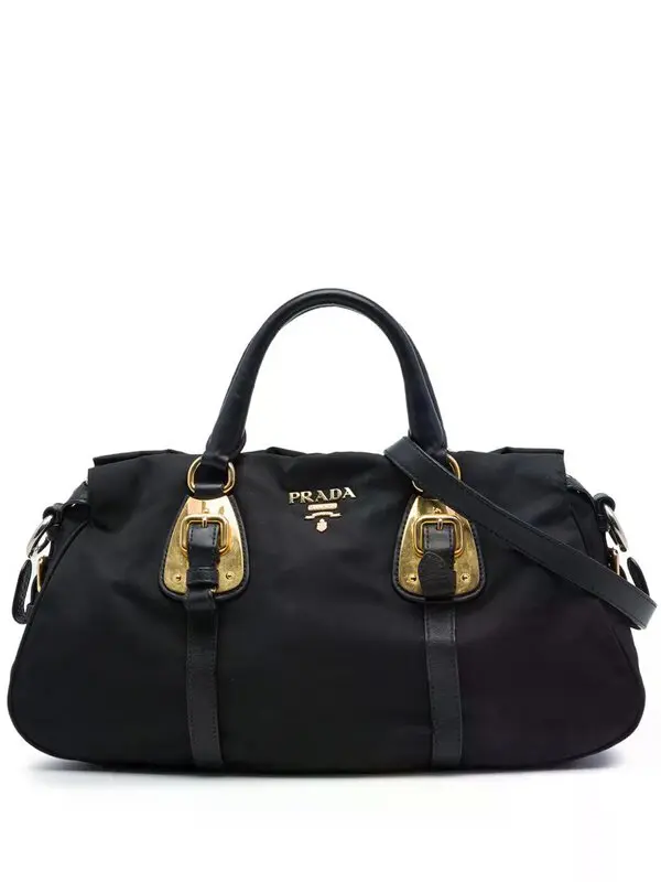 Prada 2010-2026 Soft Calf Trimmed Tessuto Satchel