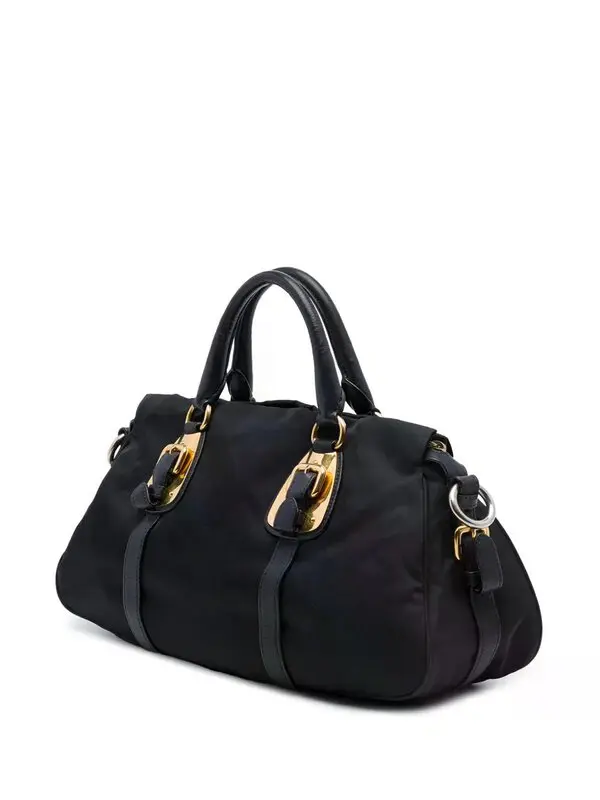 Prada 2010-2026 Soft Calf Trimmed Tessuto Satchel