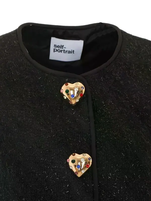 SELF-PORTRAIT Metallic Boucle Fur-cuff Jacket