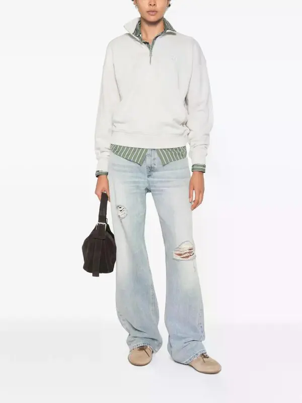 Maison Kitsuné Quarter-zip Fox-patch Sweatshirt - Grey