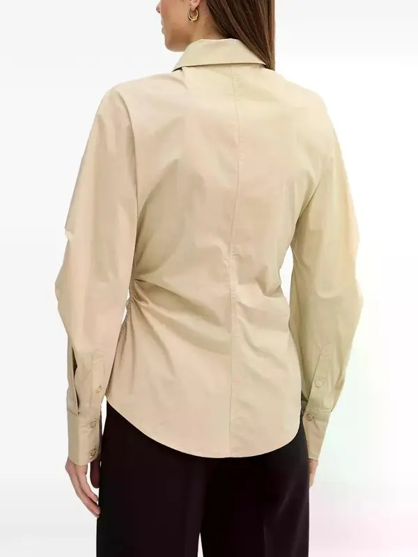 Sisley Gathered Puff-sleeve Shirt - Neutrals