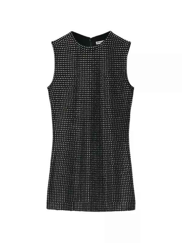 Alexander Wang Crystal Hotfix Sleeveless Mini Dress