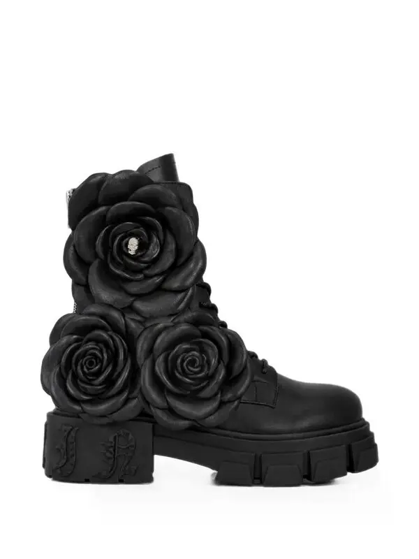 Philipp Plein Lace-up Boots Gothic Plein Flowers