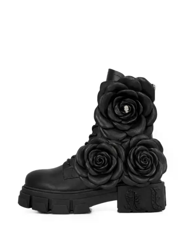 Philipp Plein Lace-up Boots Gothic Plein Flowers