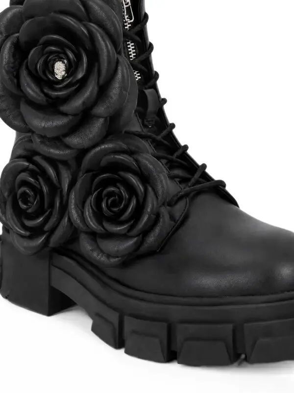 Philipp Plein Lace-up Boots Gothic Plein Flowers