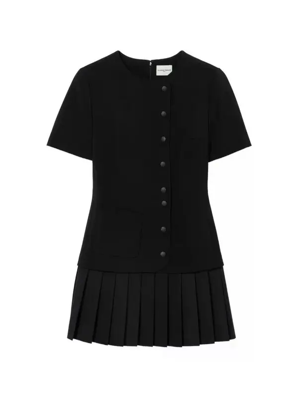 Claudie Pierlot Short Pleated Peplum Dress
