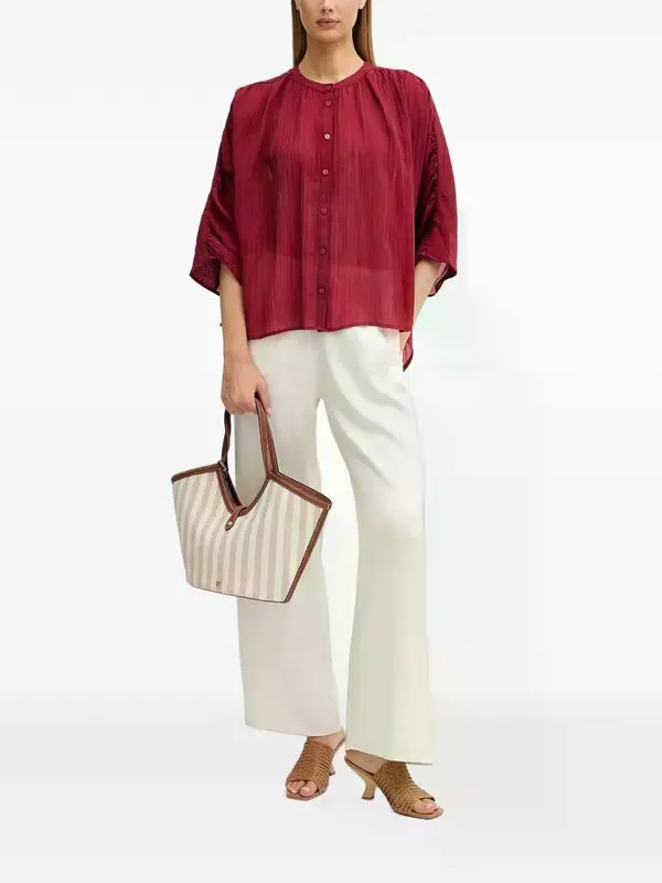 Sisley Gathered-detail Button-up Blouse - Red