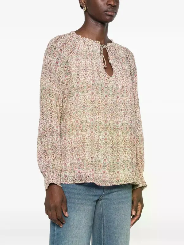 MAISON123 Damia Floral-print Tie-neck Blouse
