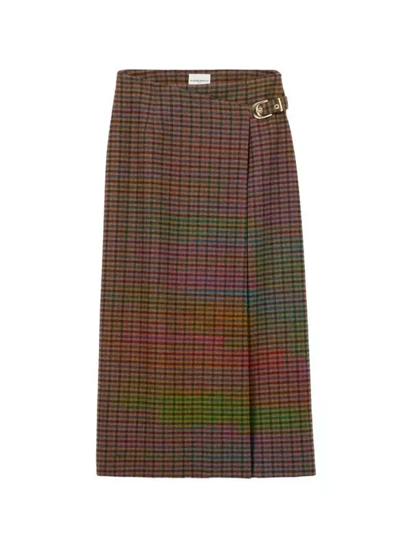 Claudie Pierlot Straight Check Wool Blend Skirt