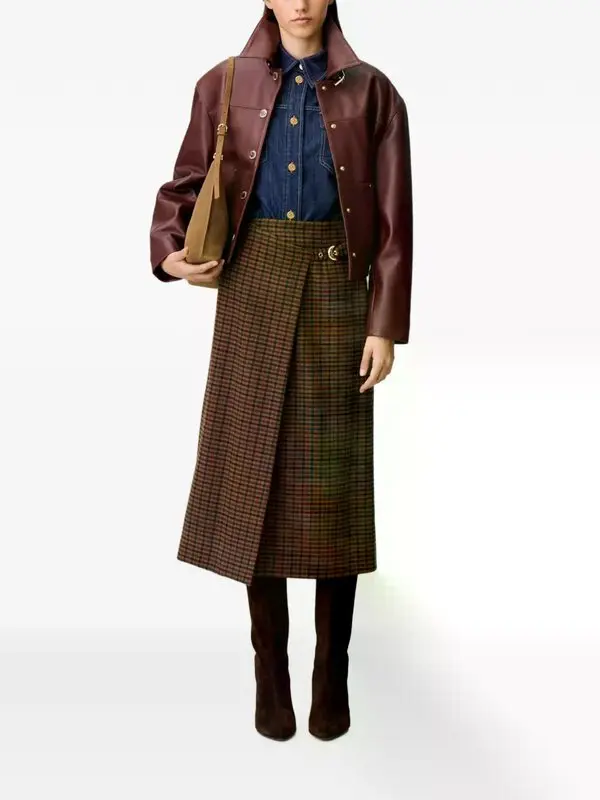 Claudie Pierlot Straight Check Wool Blend Skirt