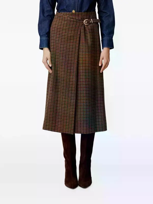 Claudie Pierlot Straight Check Wool Blend Skirt