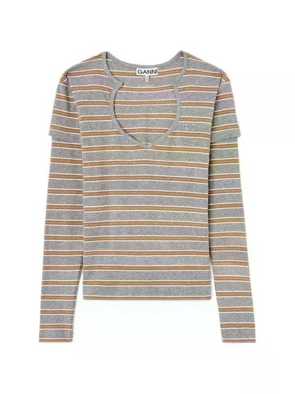 GANNI Long-sleeve Top In Stripe