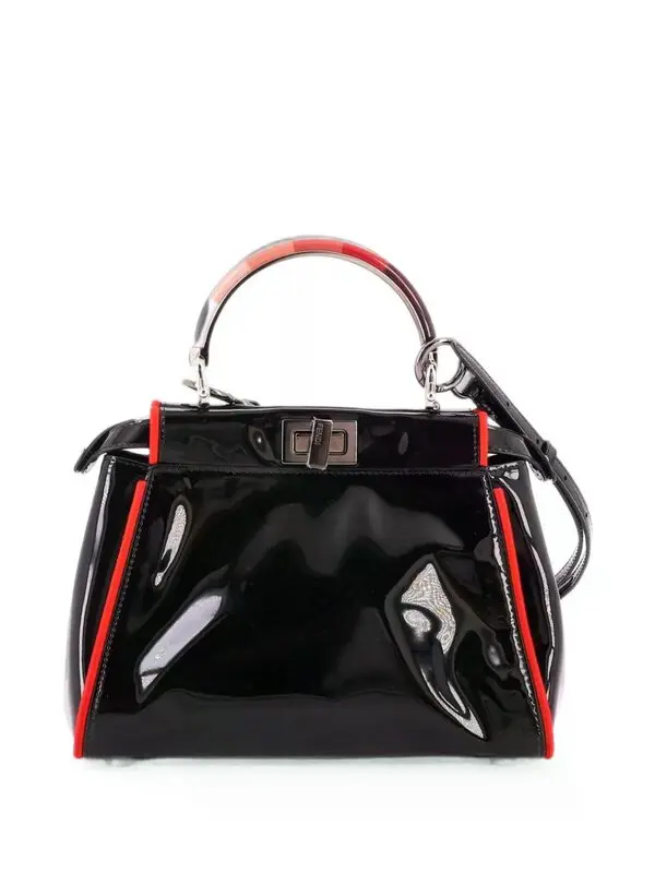 Fendi Resin Handle Peekaboo Patent Mini Shoulder Bag