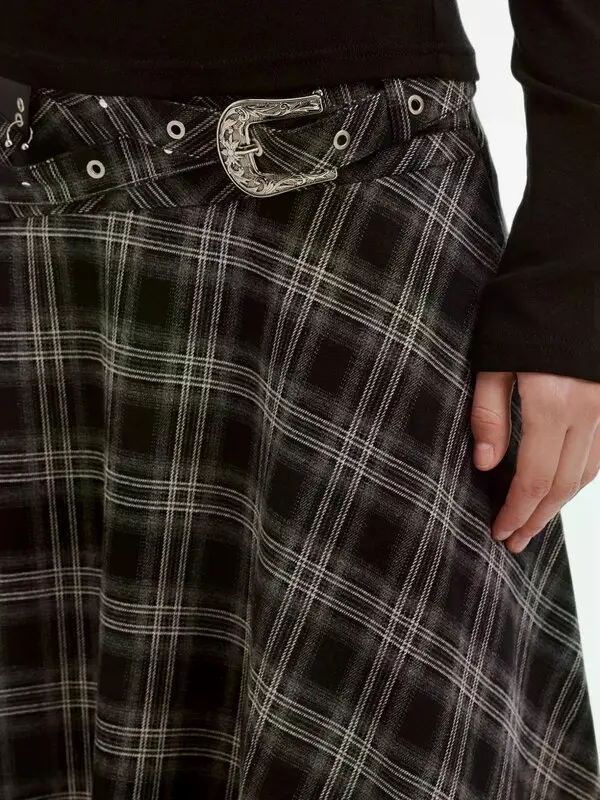 MUSIUM DIV. Check-pattern Asymmetric Skirt