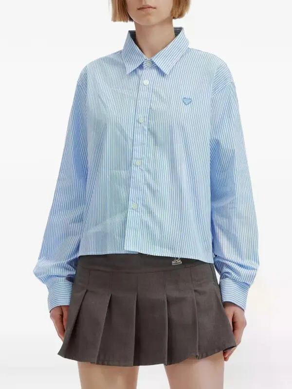 CHOCOOLATE Striped Heart-patch Shirt