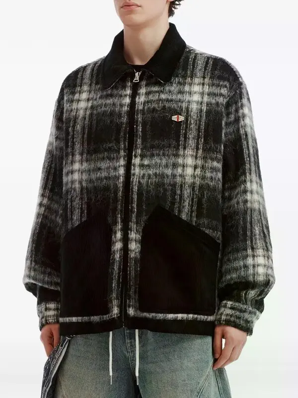 MUSIUM DIV. Check-pattern Corduroy-trim Jacket