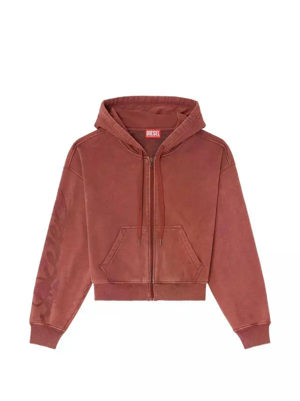 DIESEL® Zip-up Hoodie With Puff-print Floral Logo
