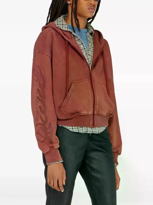 DIESEL® Zip-up Hoodie With Puff-print Floral Logo