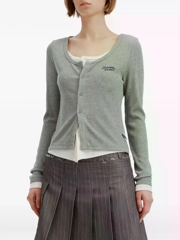 CHOCOOLATE Layered-effect Ribbed-knit Top