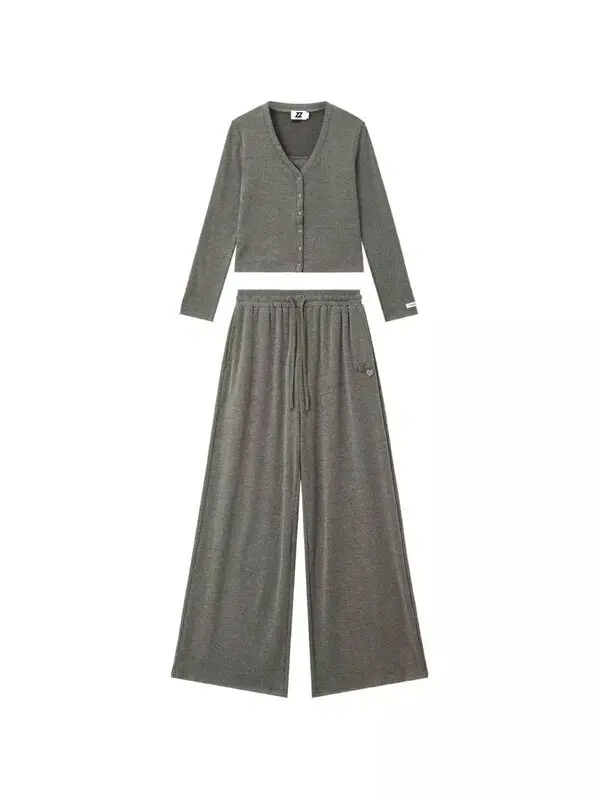 Izzue Button-up Cardigan And Track Pants Set