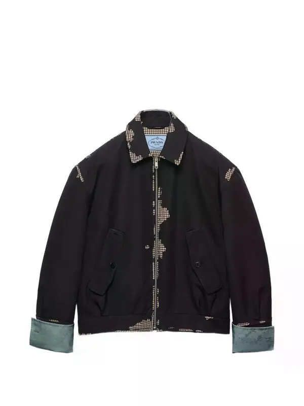 Prada Bonded-leather And Houndstooth Jacket