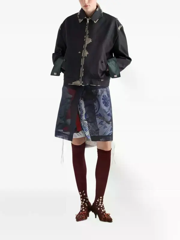 Prada Bonded-leather And Houndstooth Jacket
