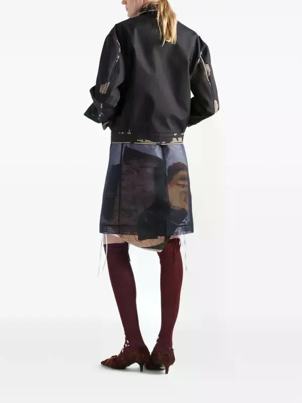 Prada Bonded-leather And Houndstooth Jacket