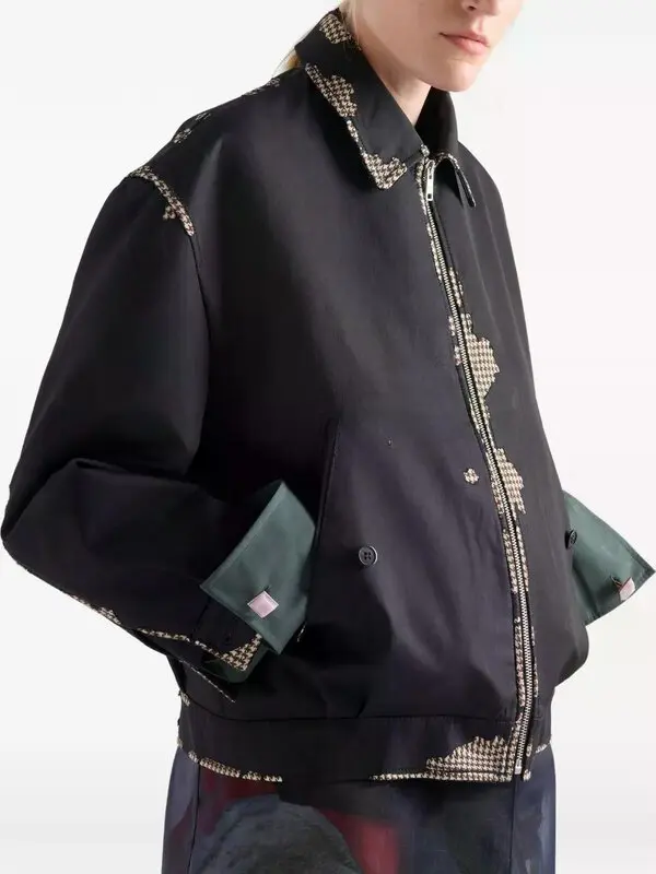 Prada Bonded-leather And Houndstooth Jacket