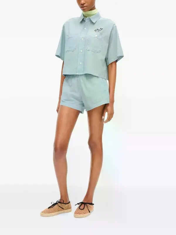 Kenzo Sounds Washed Chambray Mini Shorts