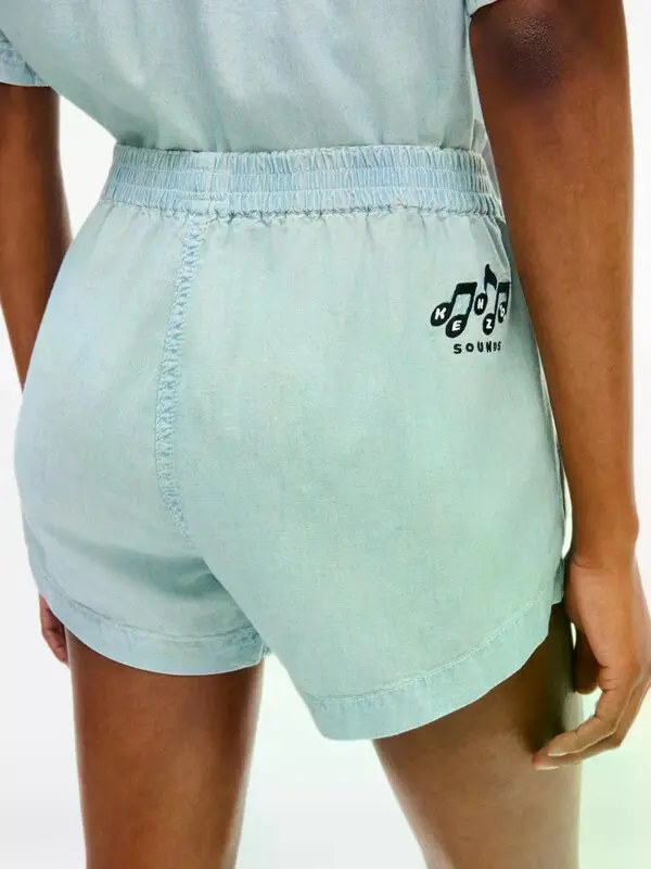 Kenzo Sounds Washed Chambray Mini Shorts
