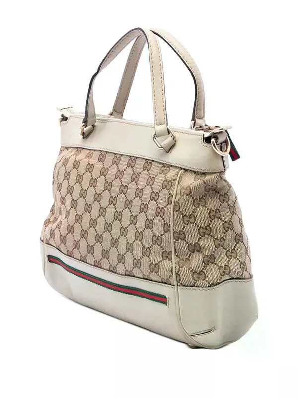 Gucci 2016-2026 Gg Canvas Web Mayfair Satchel - White