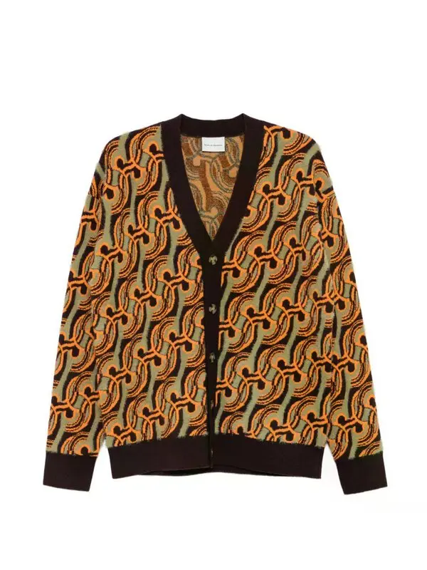 Drole De Monsieur Abstract-pattern Jacquard-knit Cardigan