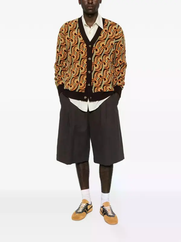 Drole De Monsieur Abstract-pattern Jacquard-knit Cardigan