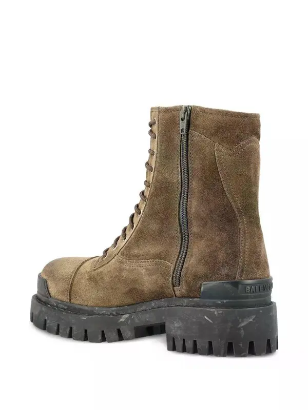 Balenciaga Combat Strike Boots In Olive - Green