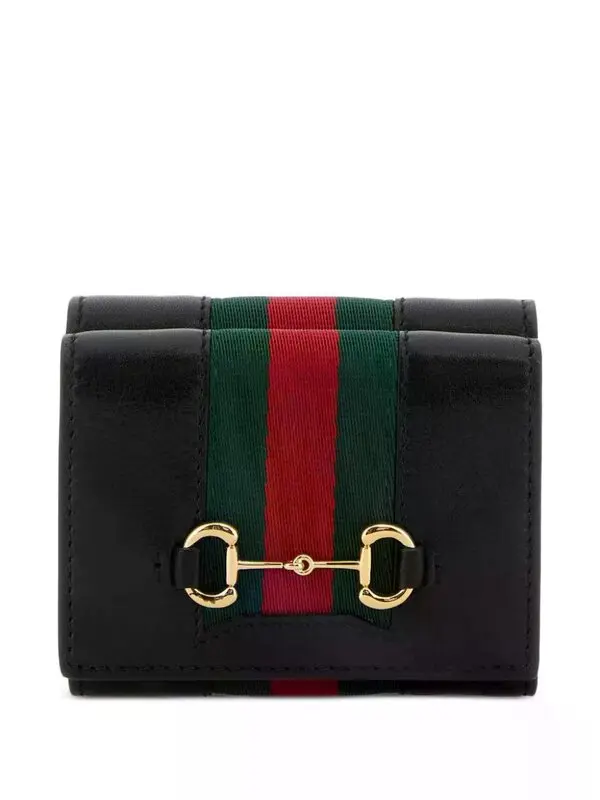 Gucci Horsebit Web Small Tri-fold Wallet - Black