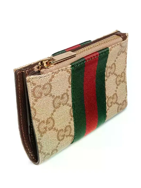 Gucci Small Wallet With Web - Neutrals