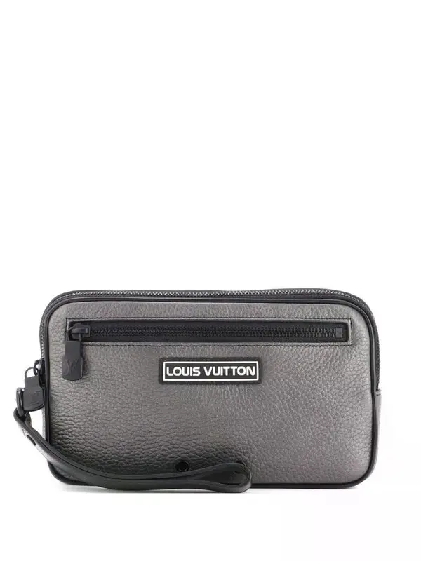 LOUIS VUITTON Alpha Taurillon Leather Wristlet Clutch Bag - Grey