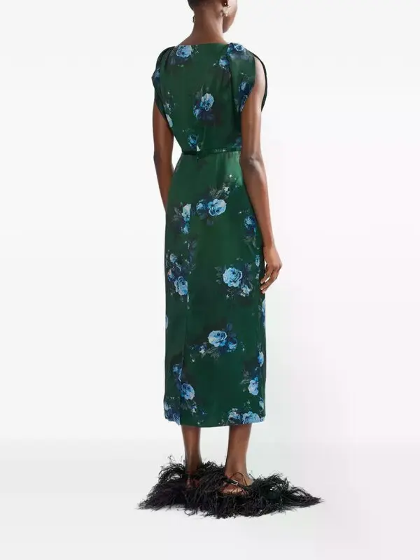 Erdem Floral-print Belted Midi Dress