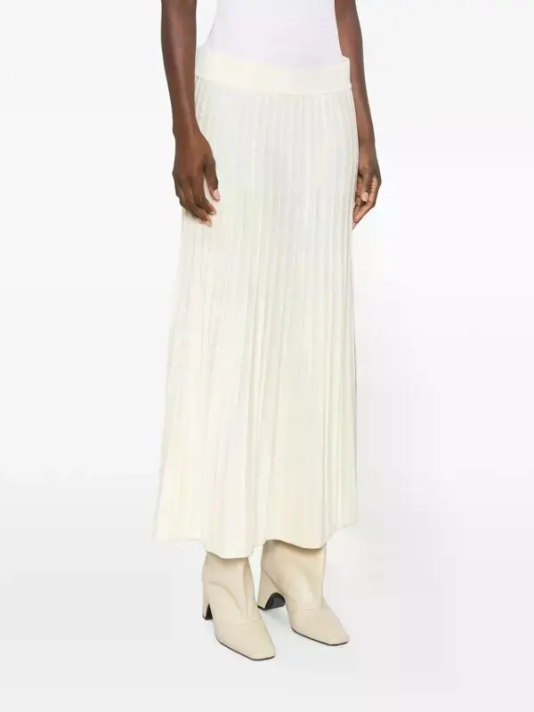 MAISON123 Ondine Cable-knit Pleated Midi Skirt