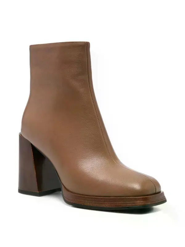LINDA BAUMANN Square-toe Block-heel Ankle Boots - Neutrals