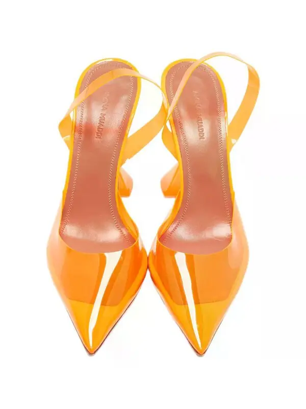 Amina Muaddi Holli Martini-heel Slingback Pumps - Orange