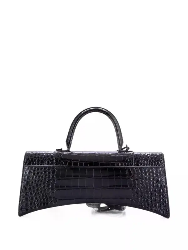 Balenciaga Hourglass Stretch Top Handle Bag Crocodile Embossed Leather Satchel