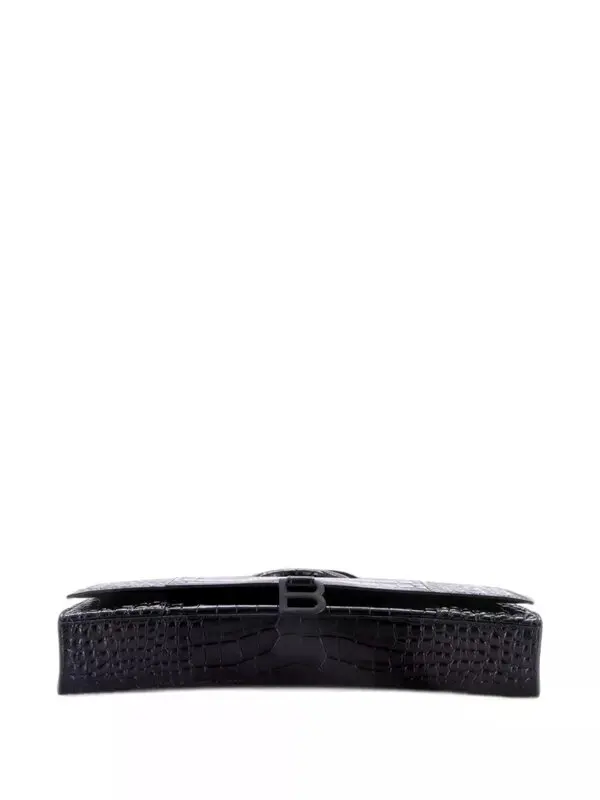Balenciaga Hourglass Stretch Top Handle Bag Crocodile Embossed Leather Satchel