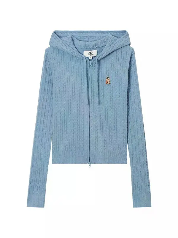 CHOCOOLATE Cable-knit Embroidered Cardigan - Blue